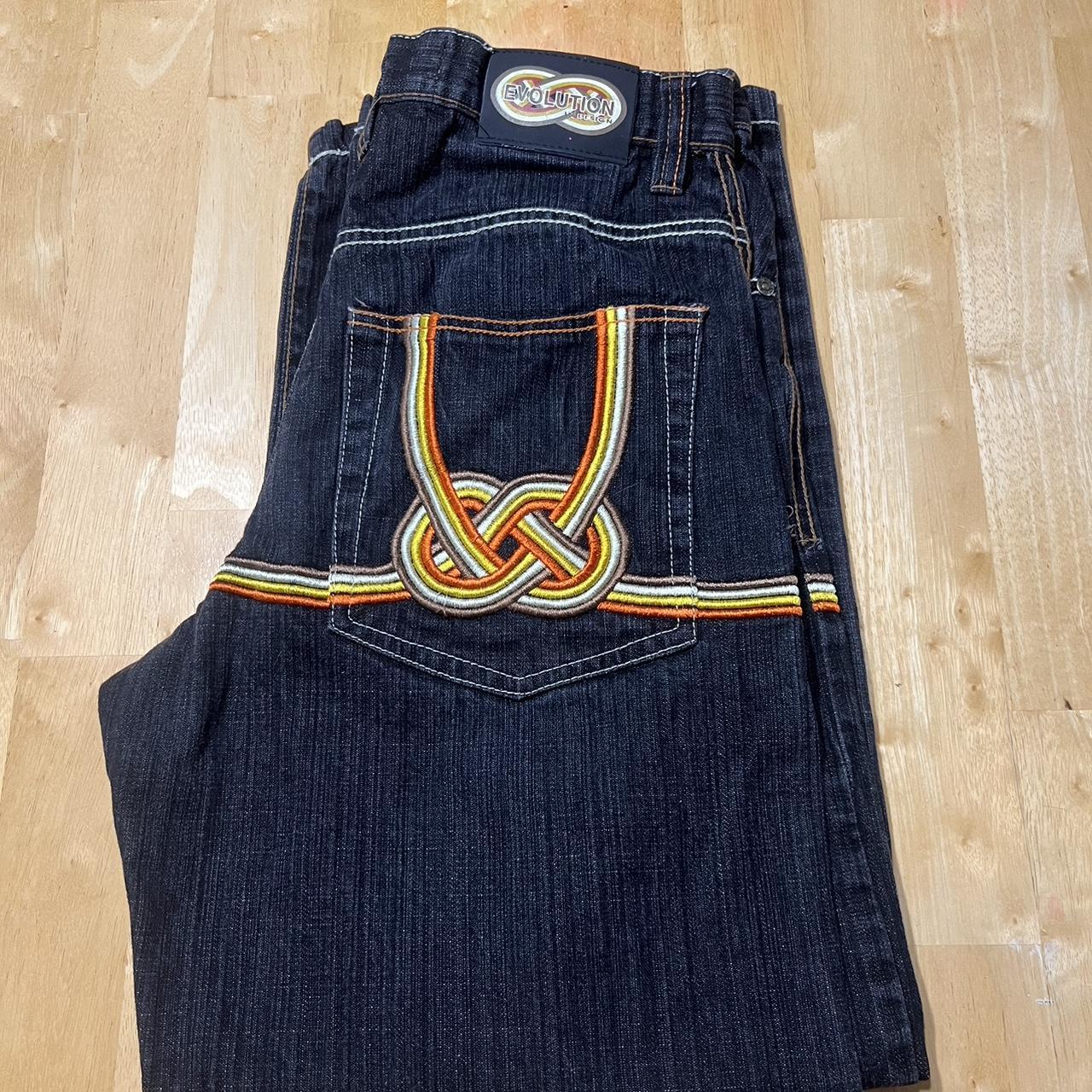 Rare Evolution Jeans (34, 32) Sick Design Great... - Depop