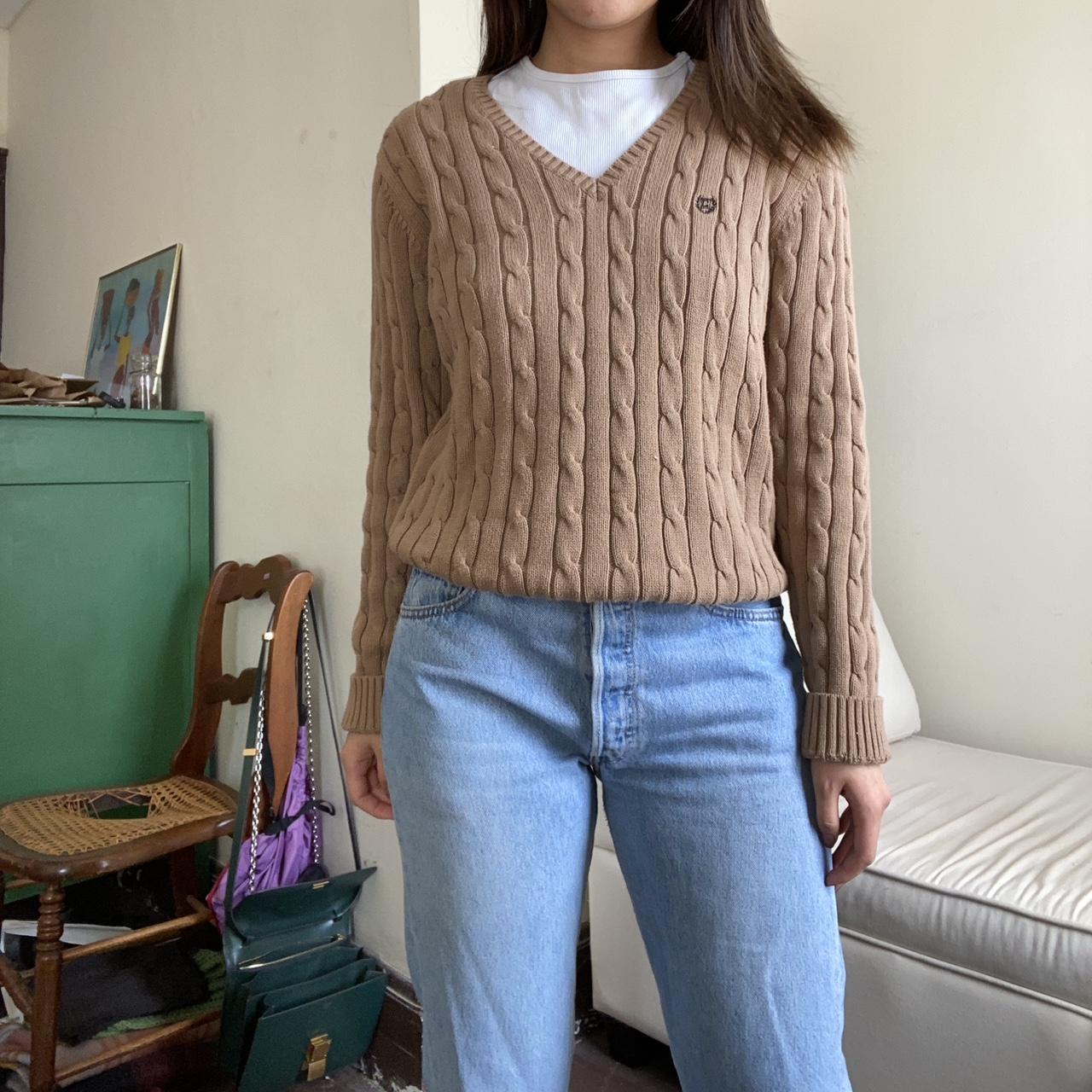 Light Brown V Neck Sweater Chaps Ragged Size Large Depop