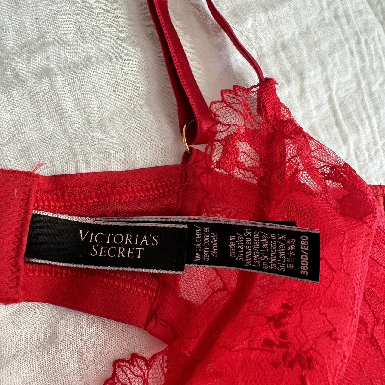 Red lace Victoria Secret bra! Never worn super cute,... - Depop