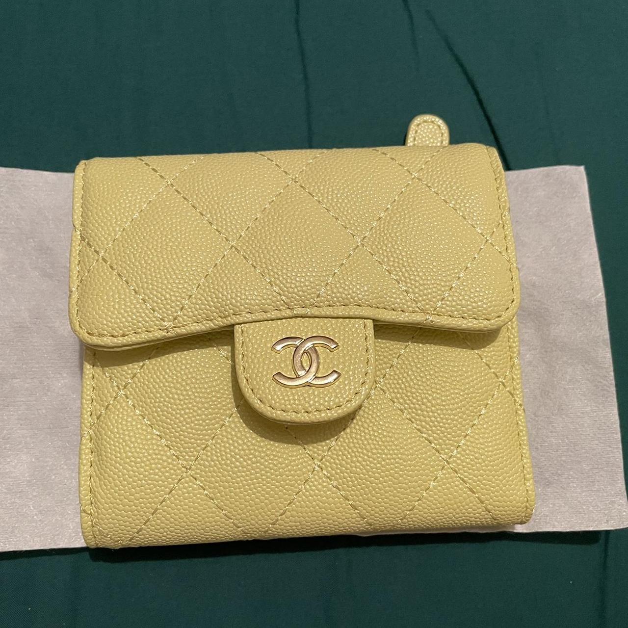 Chanel yellow short trifold wallet - Depop
