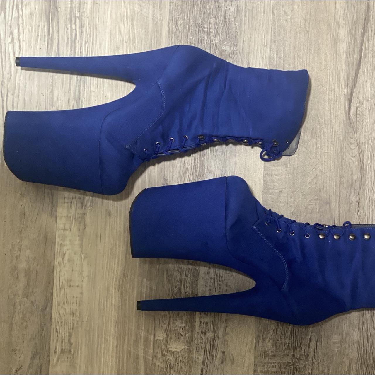Royal blue suede 9” Pleasers, only worn once! - Depop