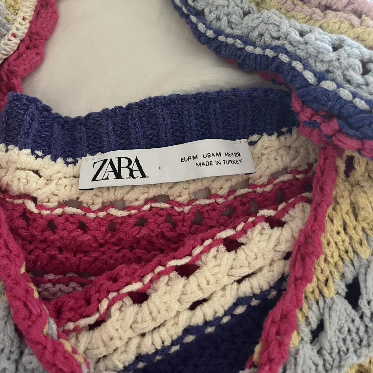 ZARA CROCHET MULTI - COLORED STRIPED RUFFLE KNIT... - Depop