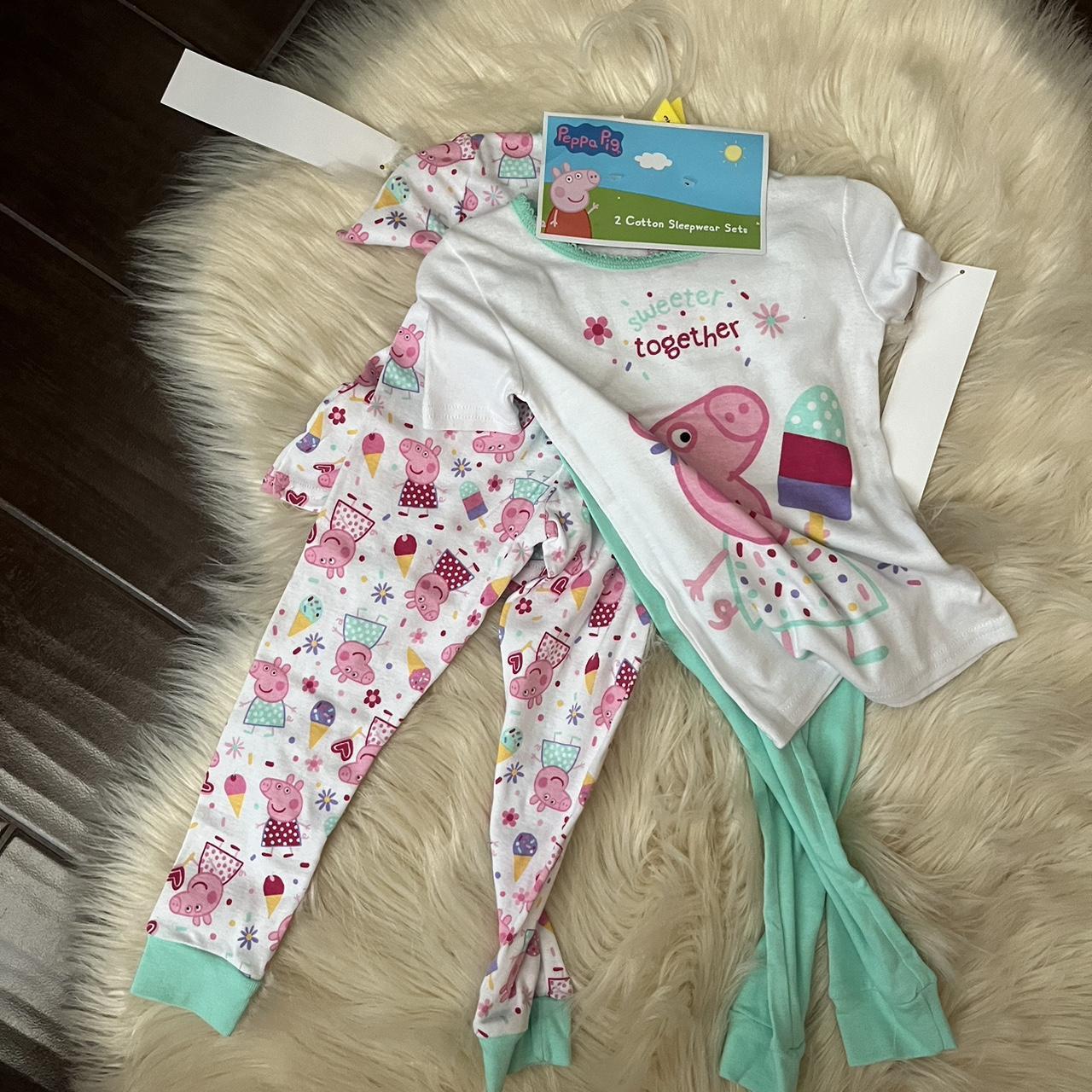 Peppa Pig 2 pair cotton sleepwear sets sz 3T New - Depop