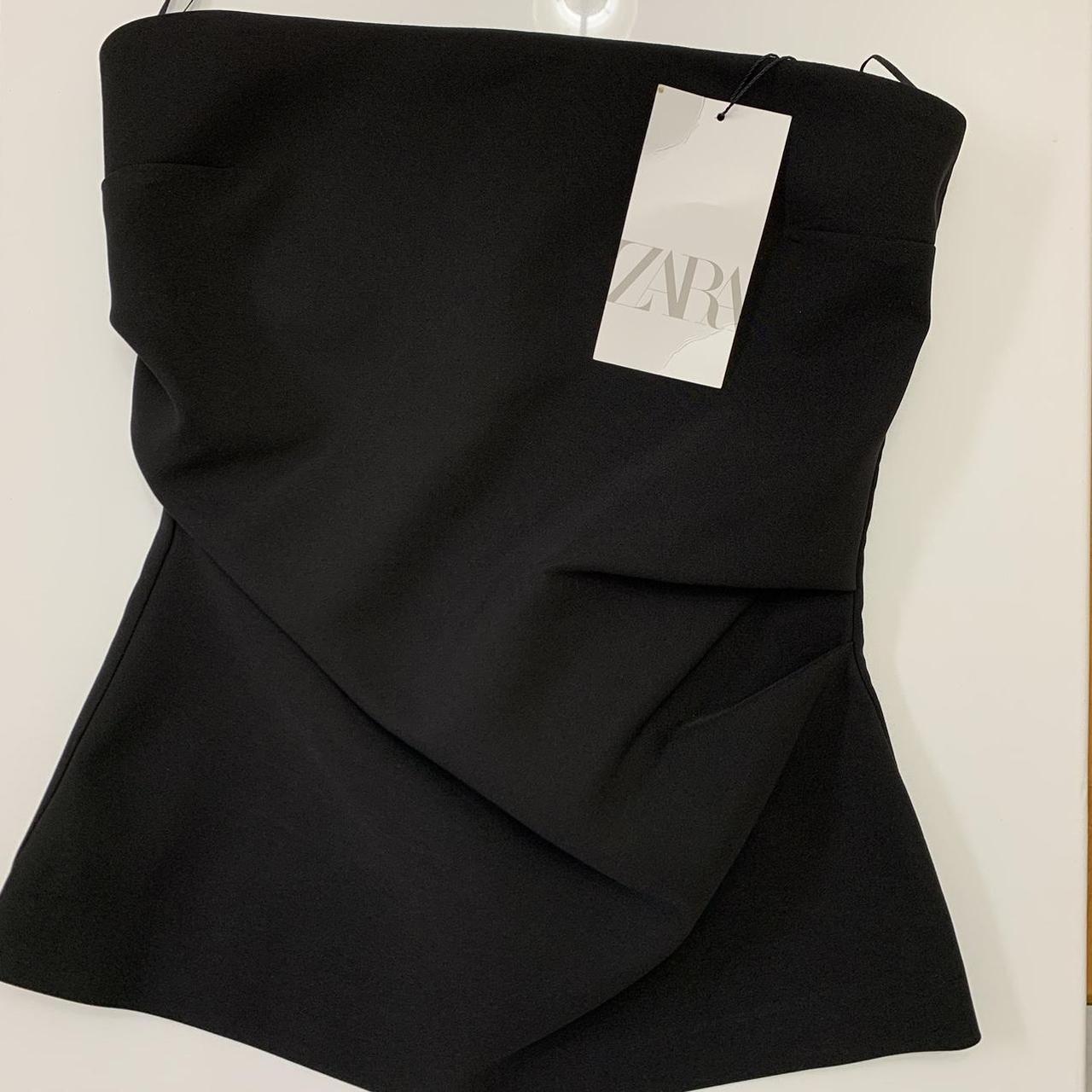 black strapless Zara top -zipper in back -brand... - Depop