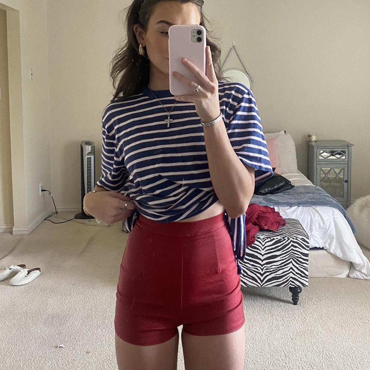 the cutest deep red high waisted shorts size xs/s - Depop