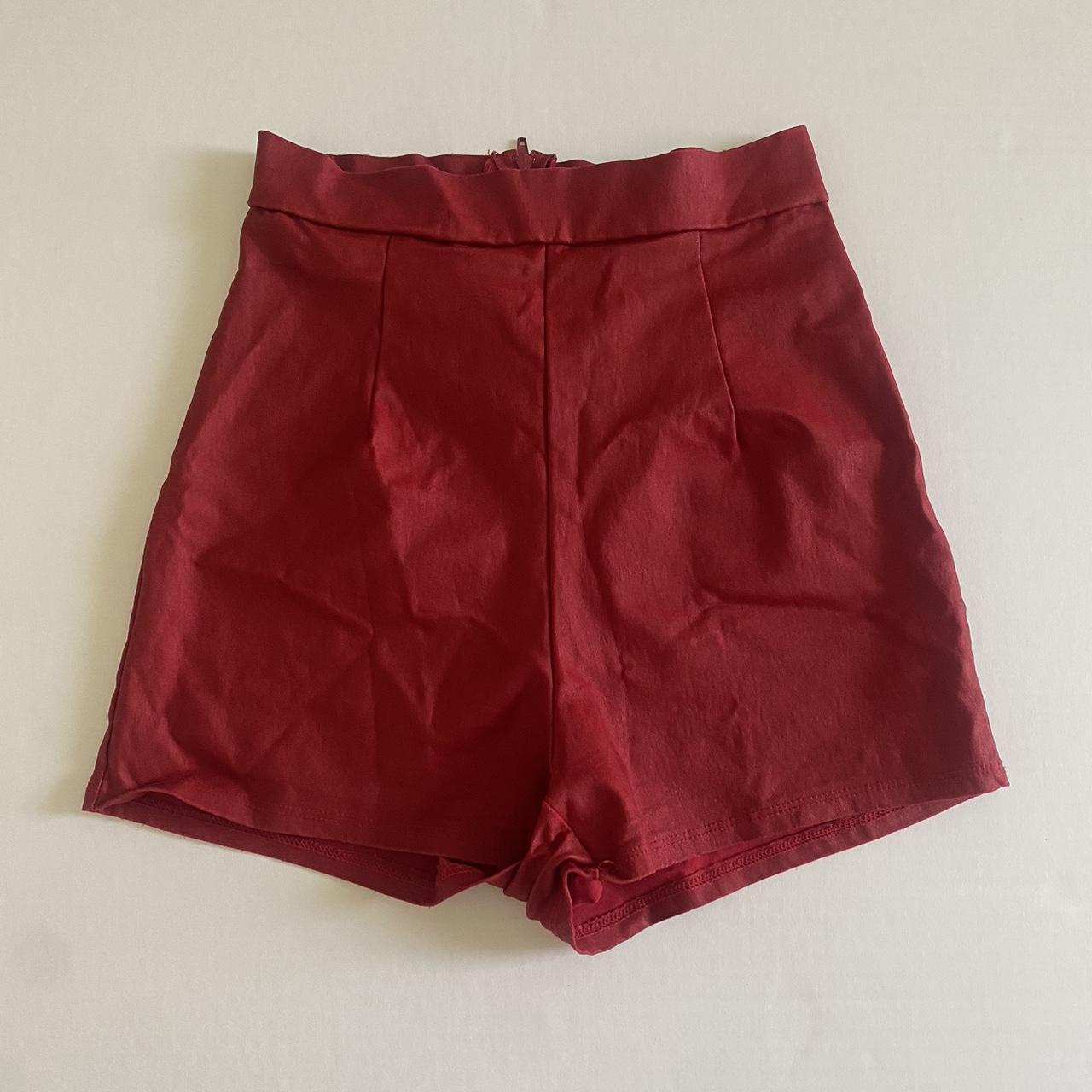 the cutest deep red high waisted shorts size xs/s - Depop
