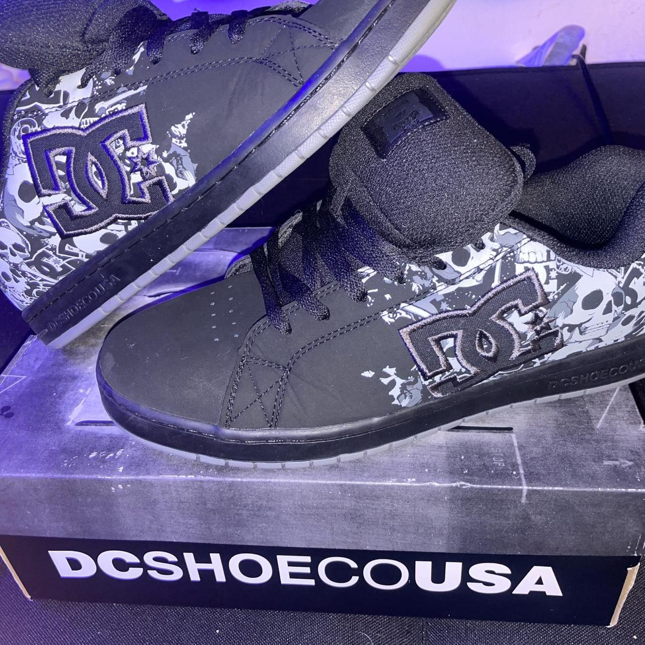 Super Rare Vintage y2k Skull Skeleton DC shoes grey... - Depop