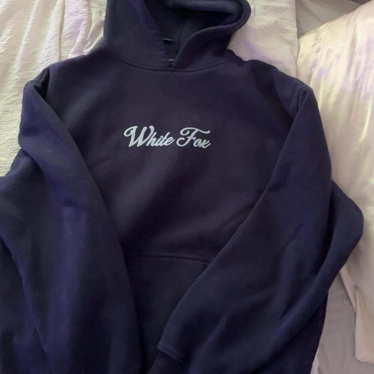 White Fox navy and light blue hoodie worn once... | Depop
