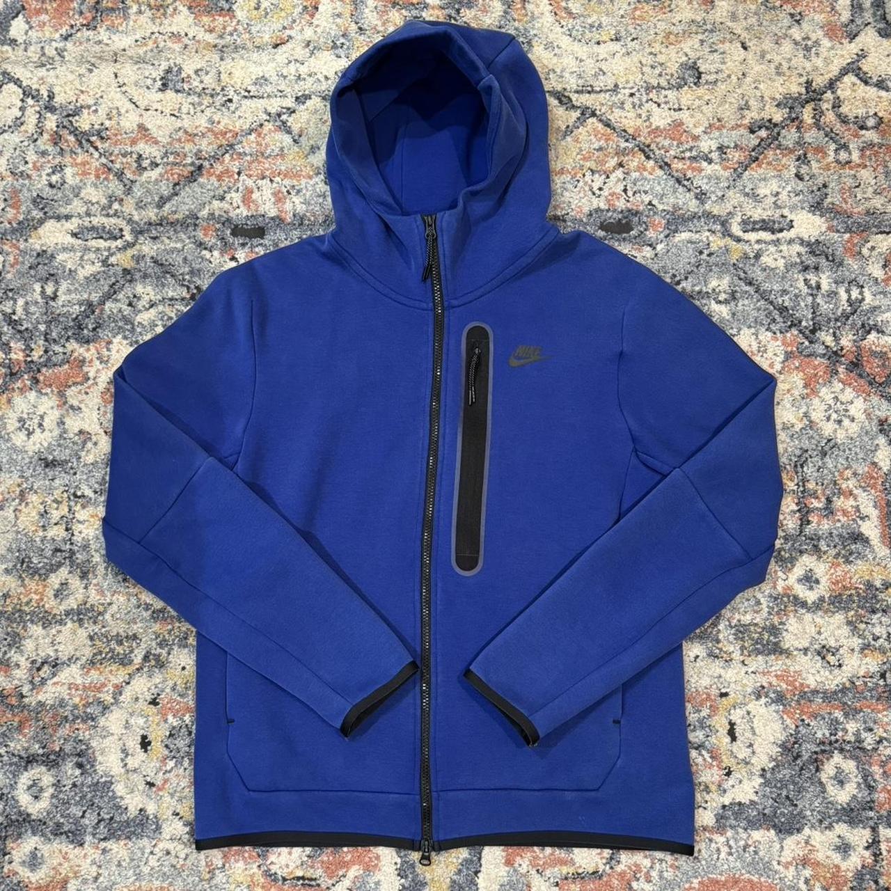 Nike Tech Blue Fleece Full Zip Hoodie Size: Medium... - Depop