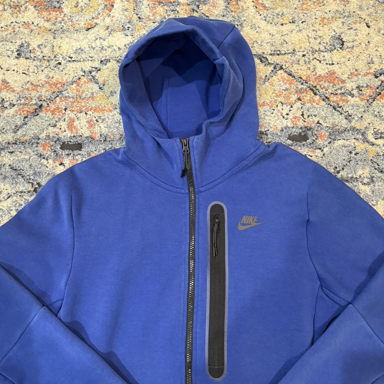 Nike Tech Blue Fleece Full Zip Hoodie Size: Medium... - Depop