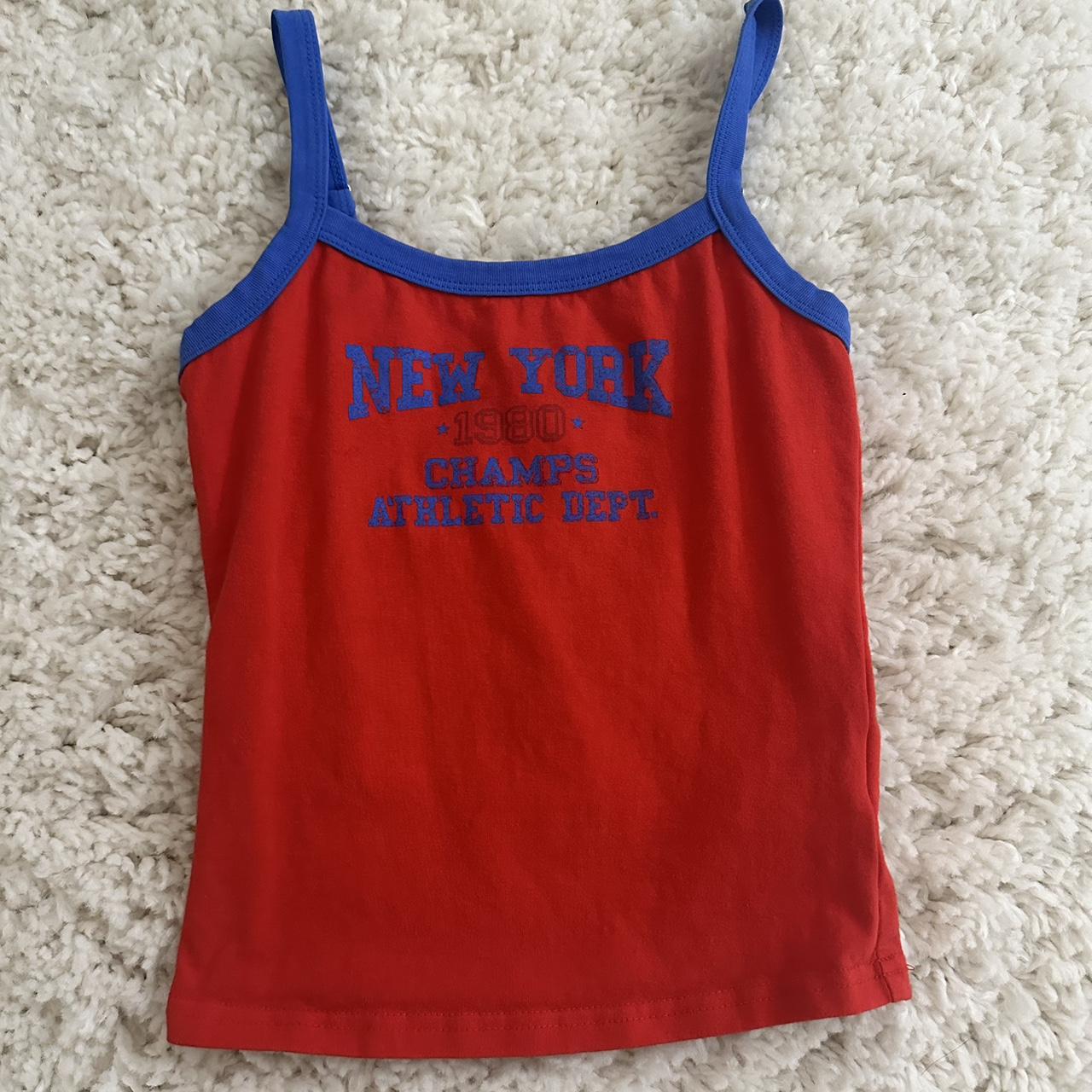 Red and blue New York tank top. Edikted size XS... - Depop