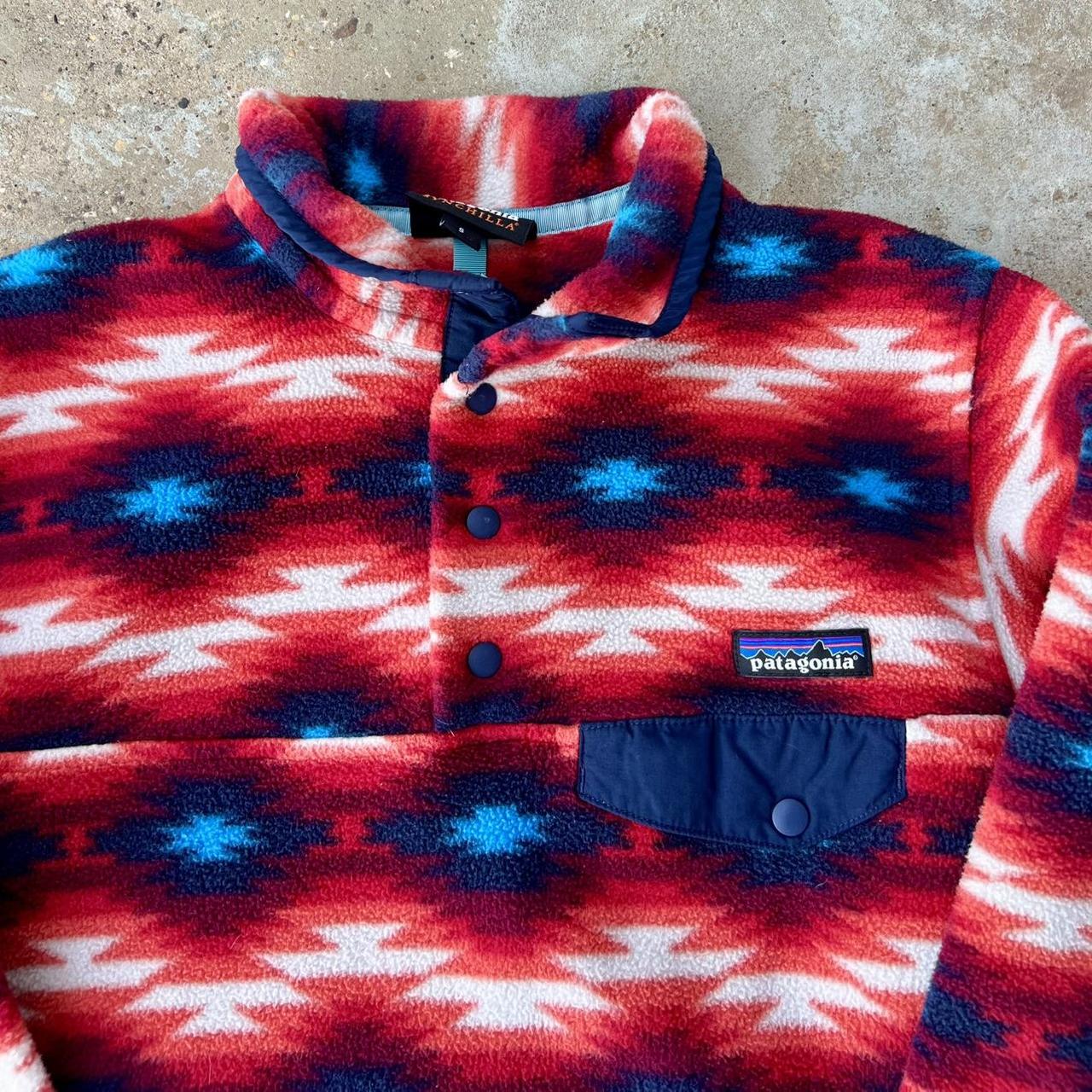 - patagonia multicolored aztec synchilla button up... - Depop