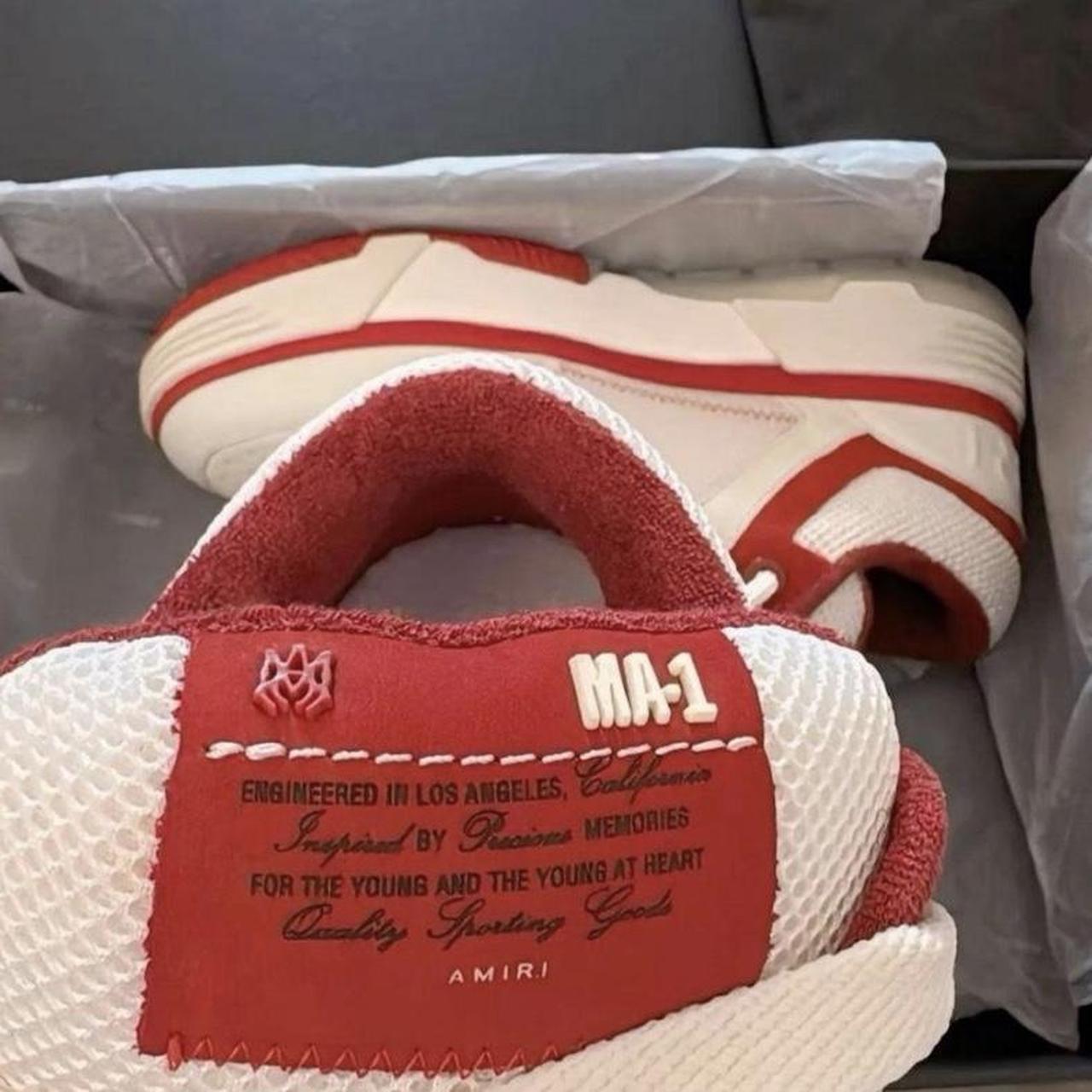 White and Red Amiri trainers #Amiri #Trainers #shoes... | Depop