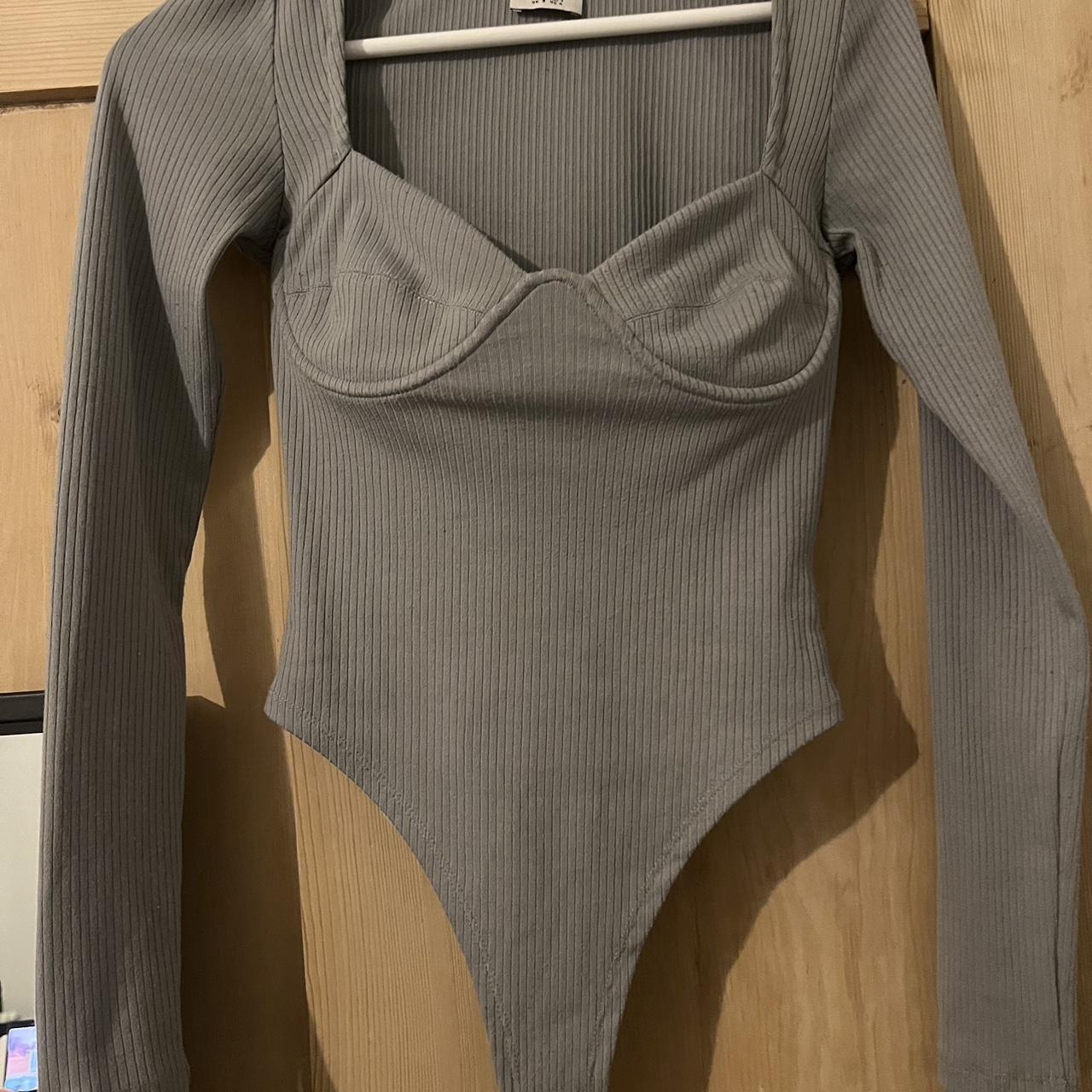 Oh polly grey ribbed bodysuit size 8 - Depop