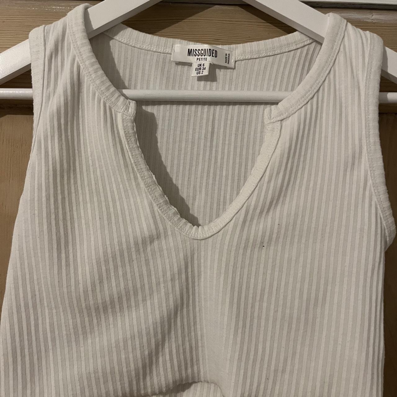 Missguided white ribbed crop top size 6 - Depop