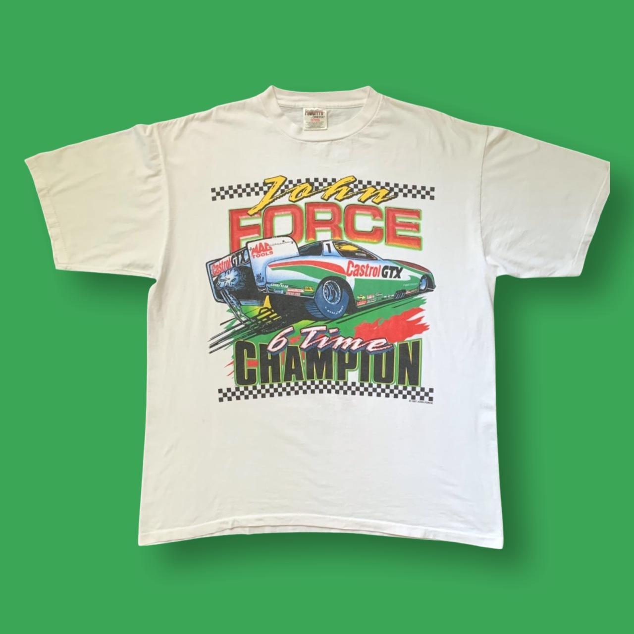 1997 John Force vintage t-shirt 🏎️Double sided big... - Depop