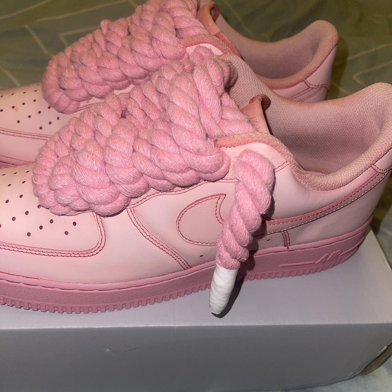 Pink Rope Laced Airforces Unique, not been worn Can... - Depop