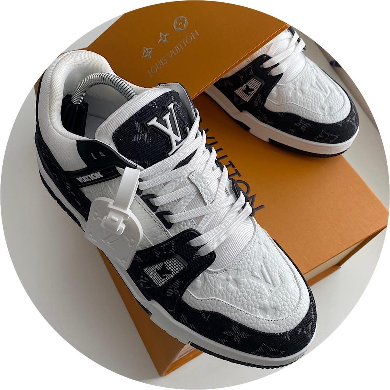 Louis Vuitton Black White Sneakers Size 9 - Depop