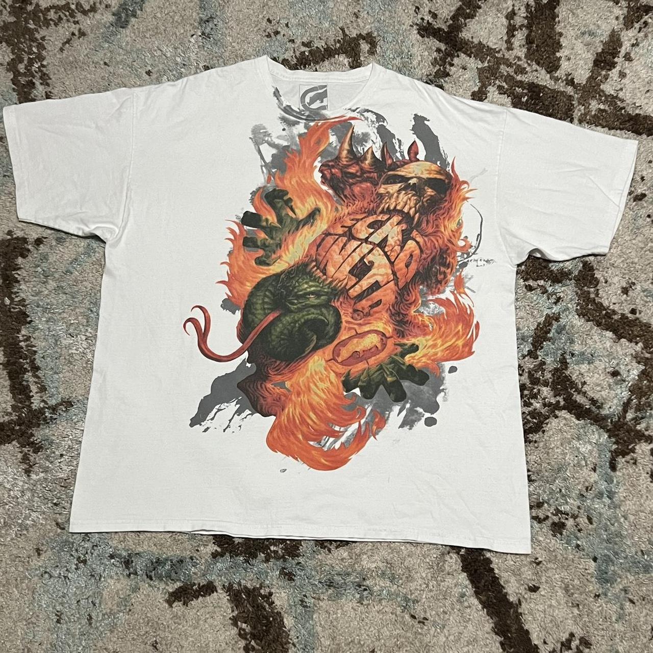 Ecko Unltd Skull Snake Flames Double Sided Shirt 2XL... | Depop
