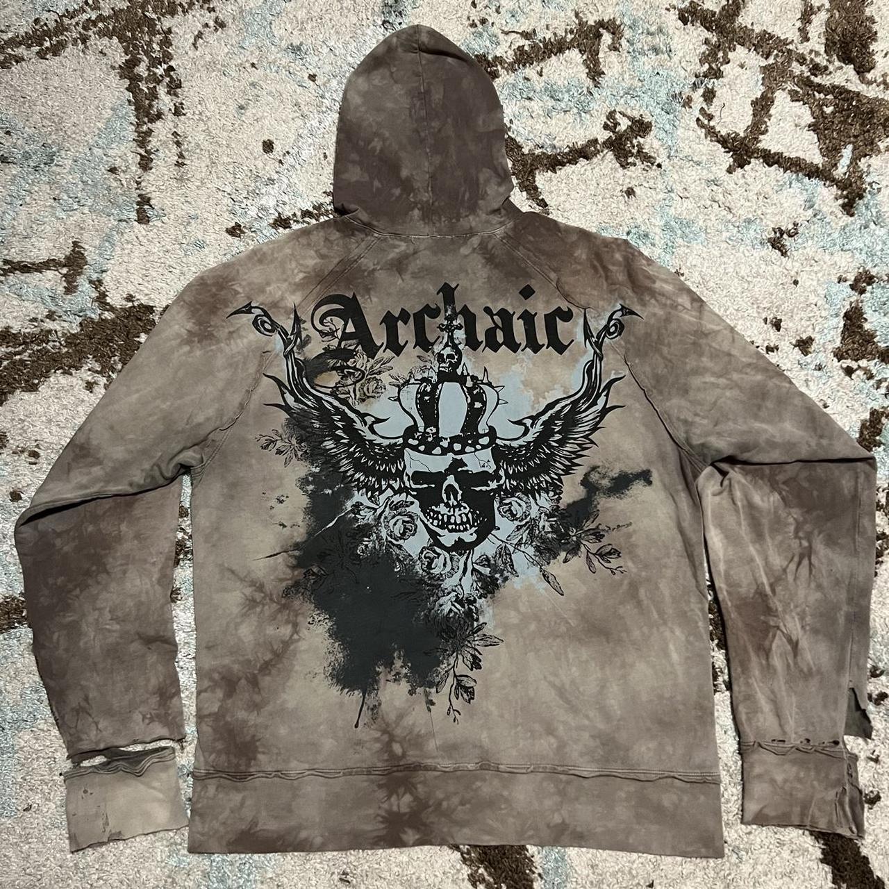 Archaic by Affliction Distressed Hoodie Size Large... - Depop