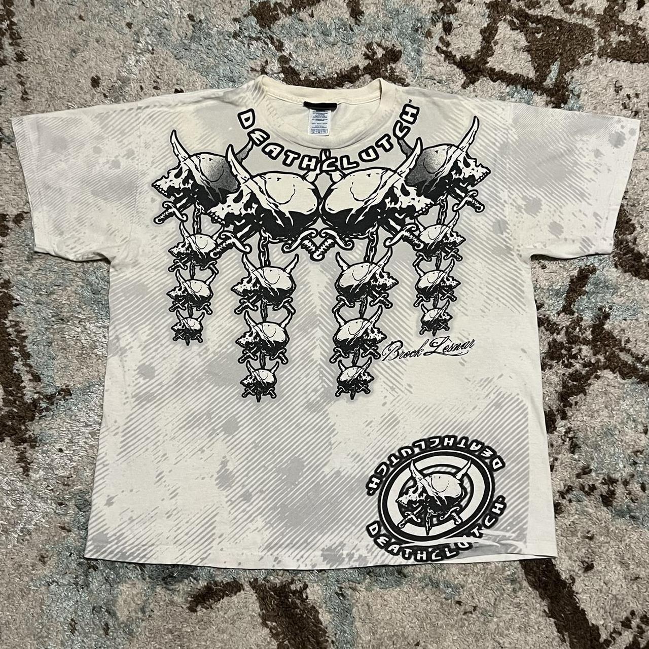 Vintage Death Clutch Brock Lesnar Skull AOP Shirt... - Depop