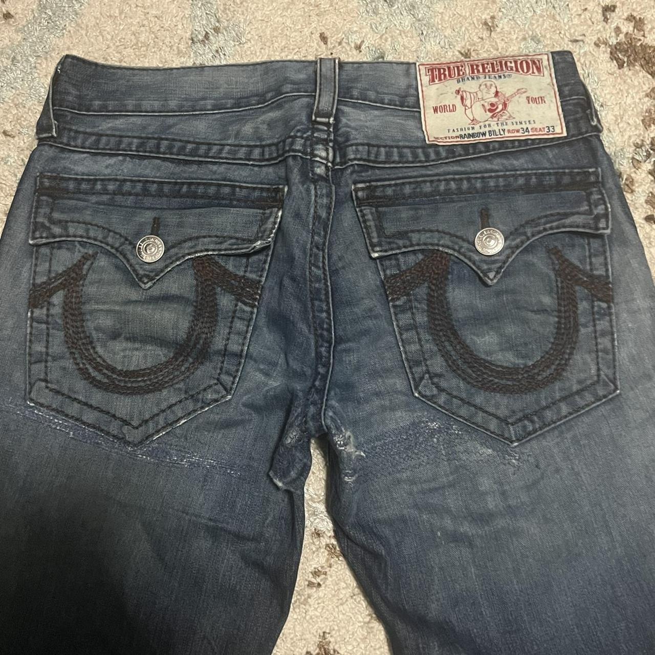 True Religion Mens Rainbow Billy Distressed Jeans... - Depop