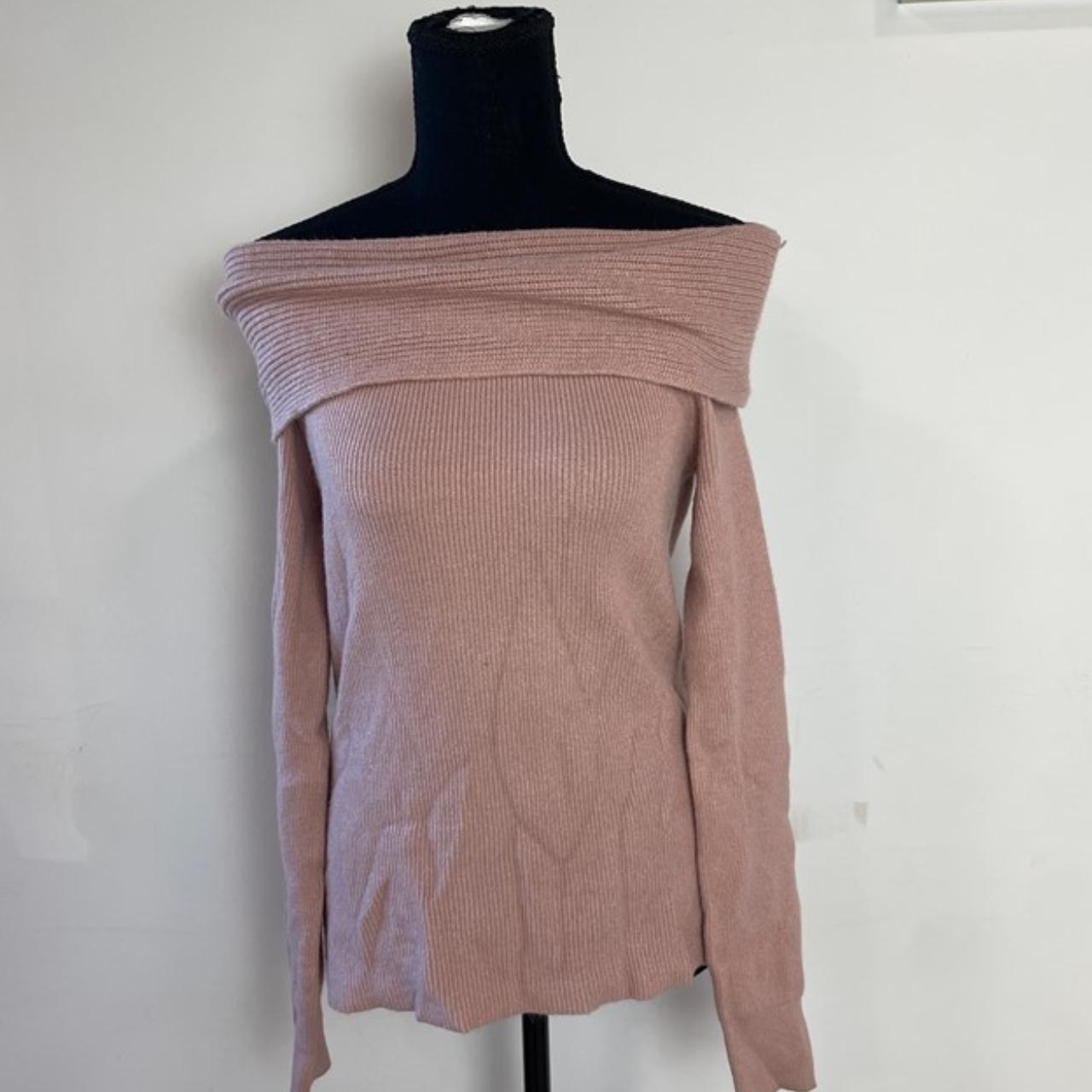 Mauve fold over off the shoulder sweater - Depop