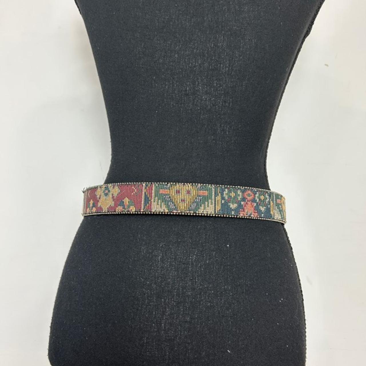 Multicolor Tapestry Gold Buckle Bonded Leather Belt - Depop
