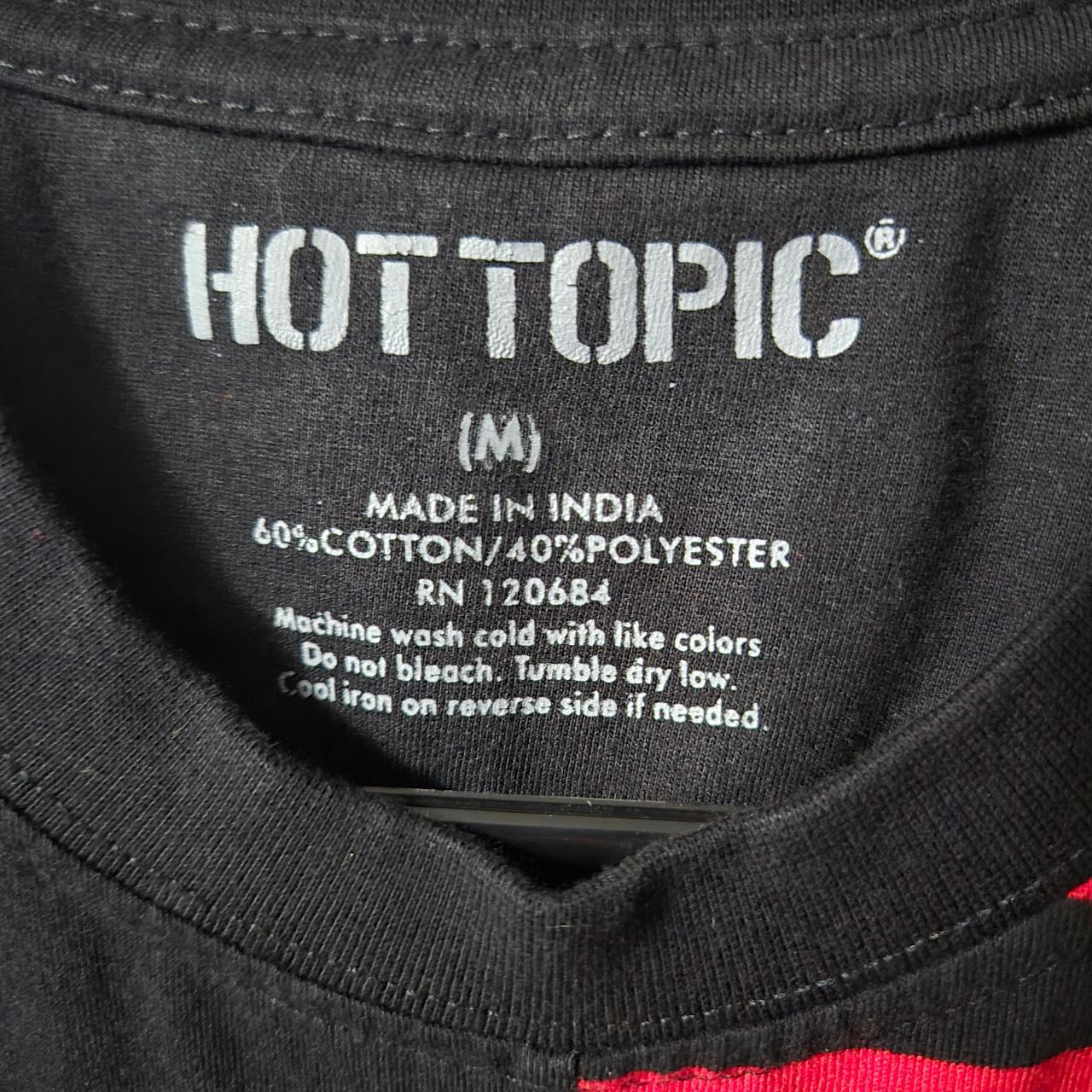 Hot Topic red and black color block / striped... - Depop