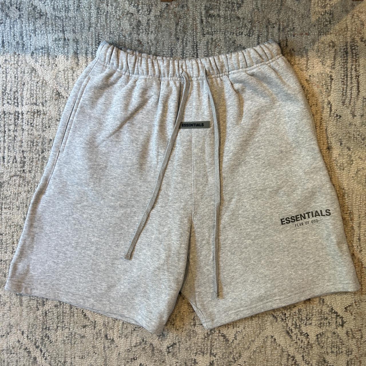 Essentials Grey Sweat Shorts Size Large (7in... - Depop