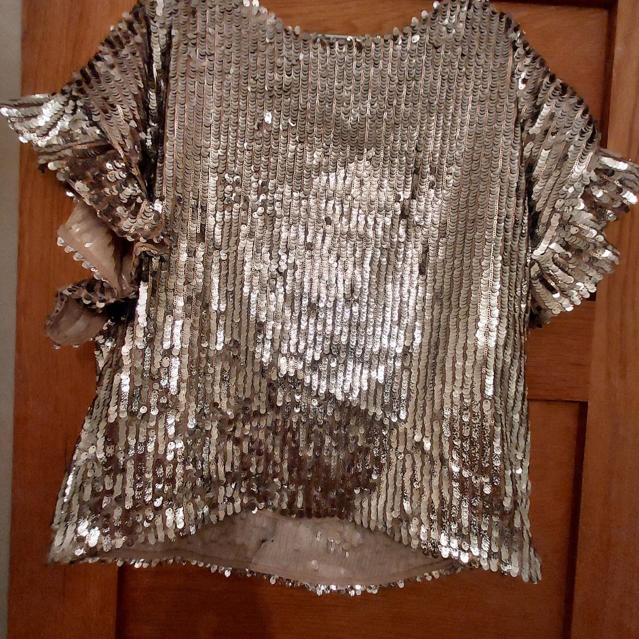 Silver sparkly top - Depop