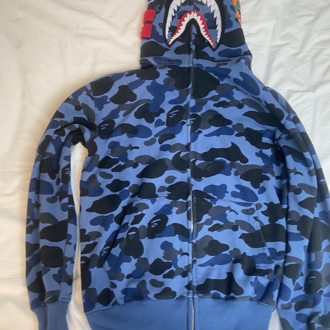 Dark blue and black bape hoodie XL but sizing is... - Depop
