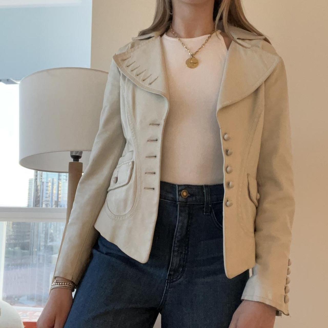 White sports jacket thrifted in Italy and perfect... - Depop