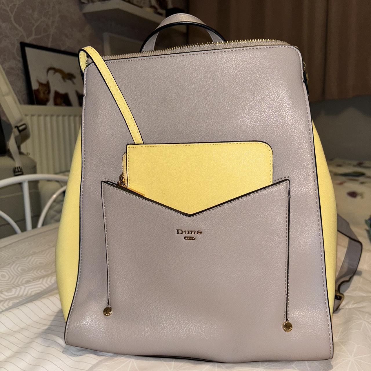 Grey and Yellow Dune Backpack - Depop