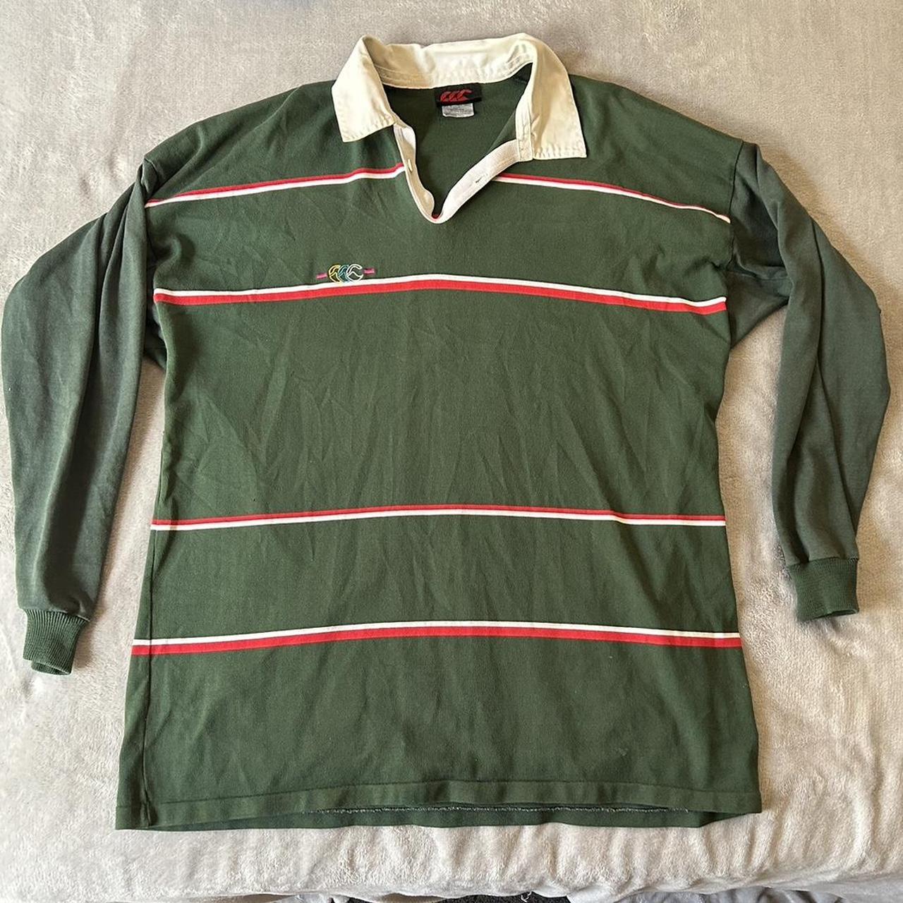green canterbury jersey with red and white stripes -... - Depop