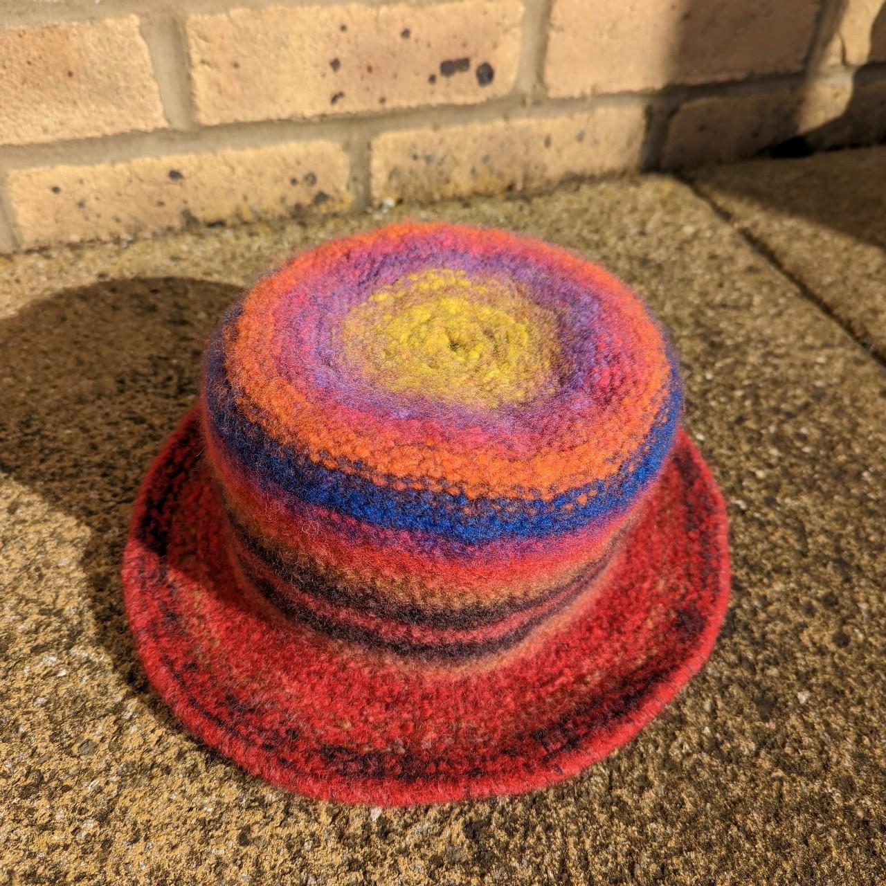 Sunset Bucket Hat 🌄 knitted and felted by hand,... - Depop