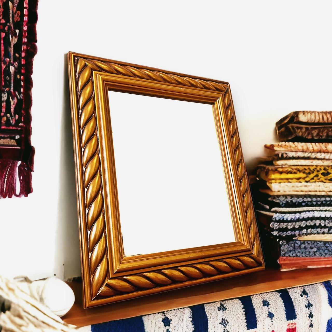 Vintage 1990s Square Gilt Wall Mirror Vintage 90s... - Depop