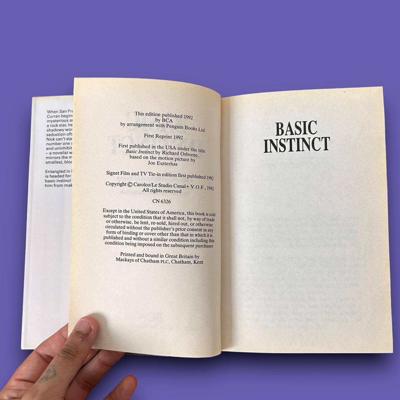 Vintage 90s Basic Instinct Movie Novel Book 📖... - Depop