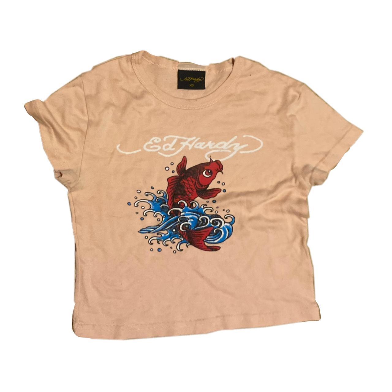 urban outfitters x ed hardy pink crop top size XS - Depop
