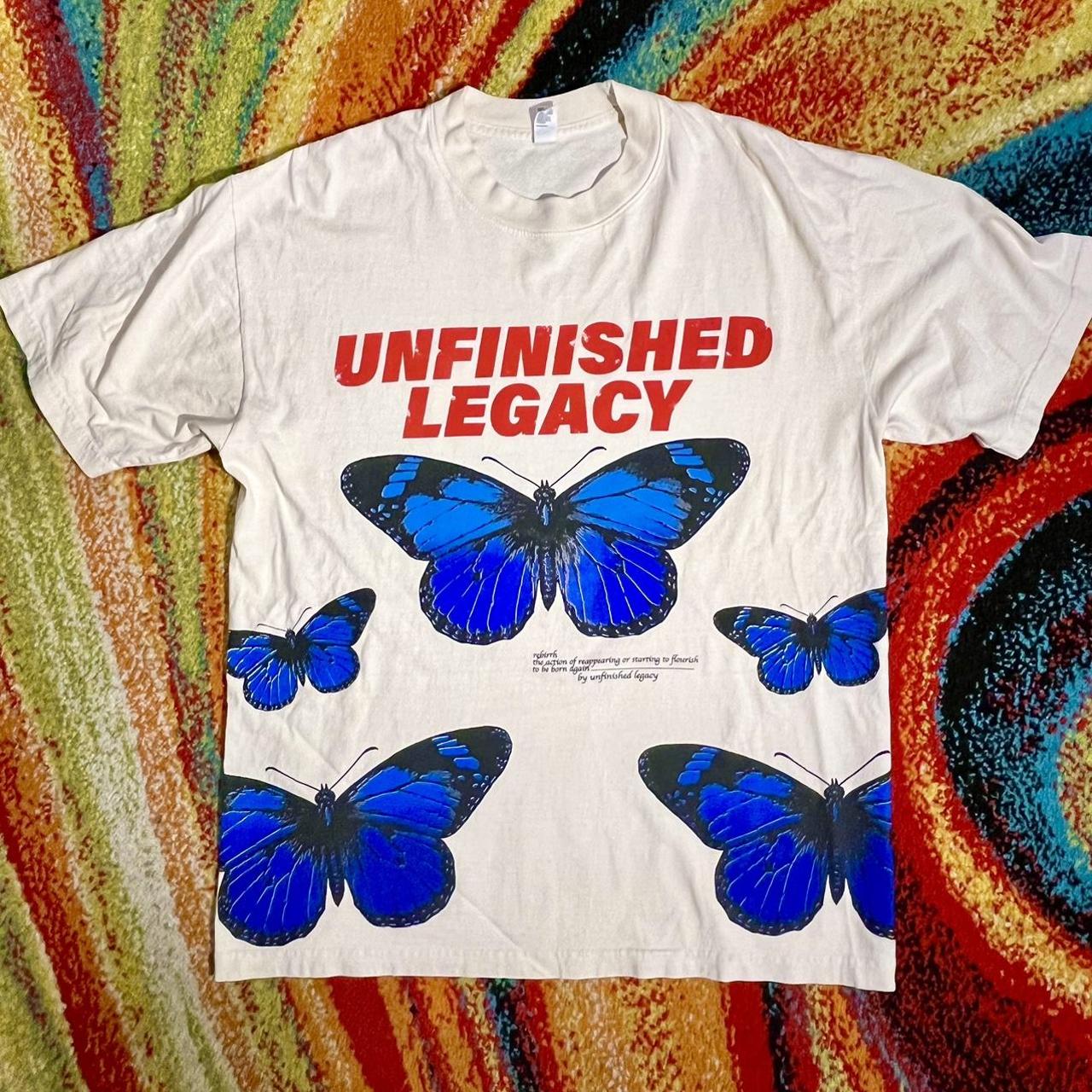 - Unfinished Legacy Butterfly AOP shirt - Size:... - Depop