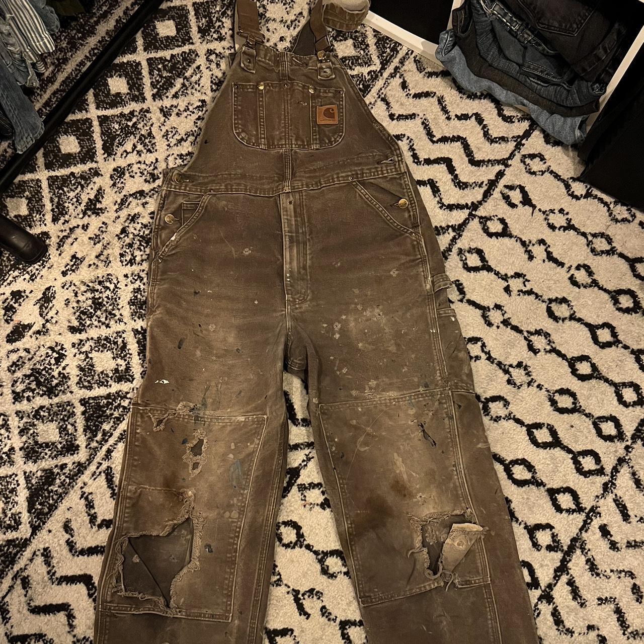 Carhartt overalls pretty beat up, but the overall... - Depop