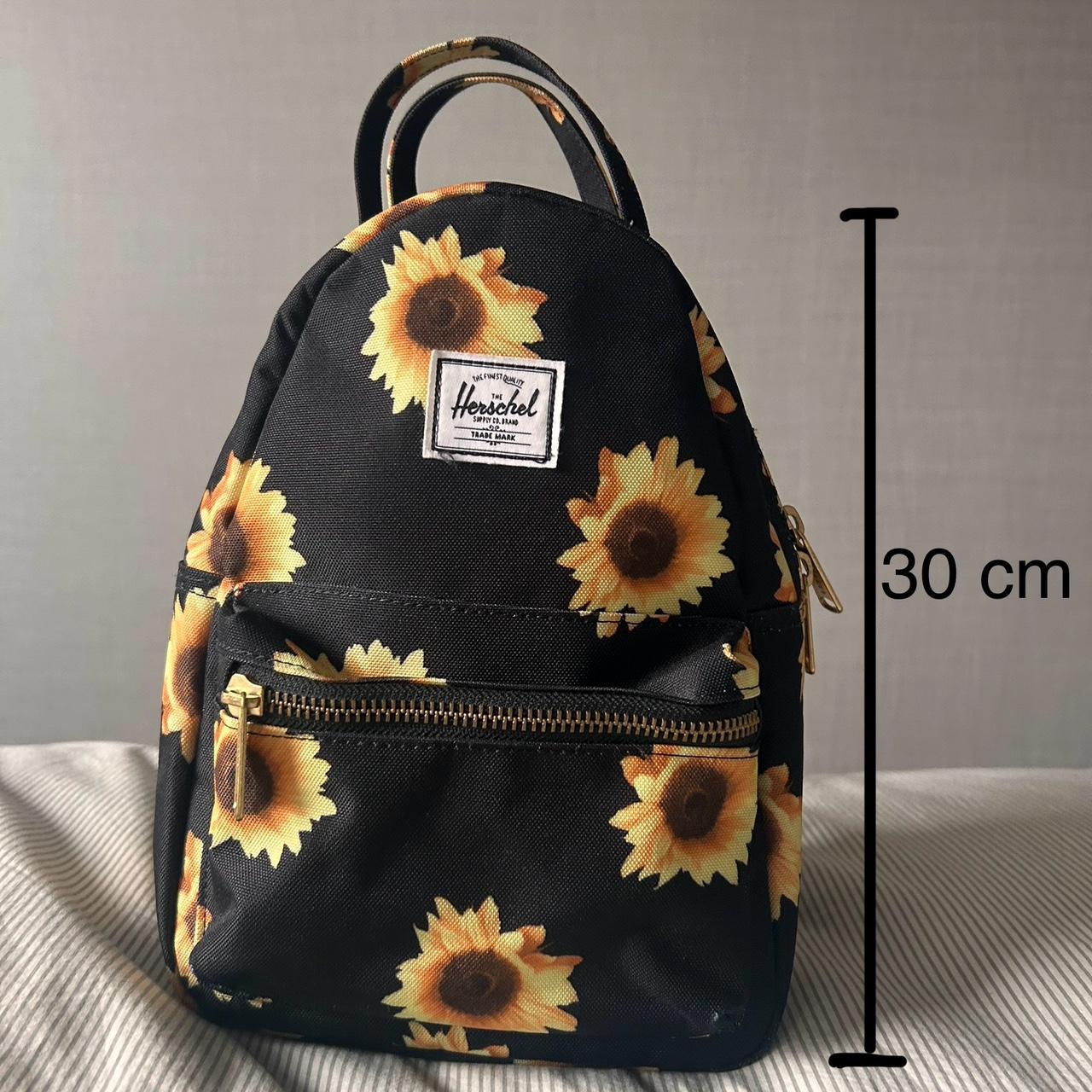 Black and yellow sunflower backpack #backpack - Depop