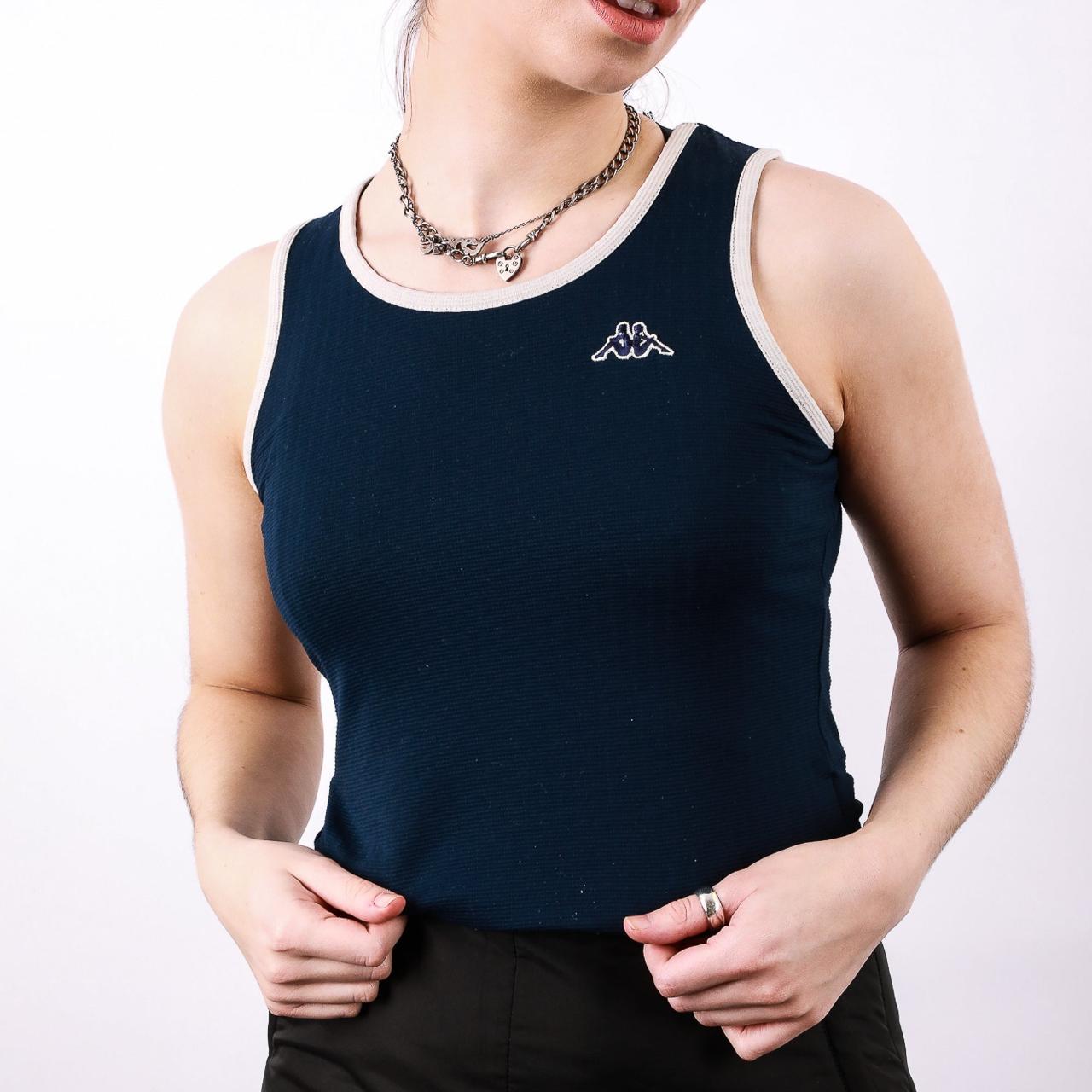 Vintage Kappa Vest Top in Blue Size on Label -•... - Depop
