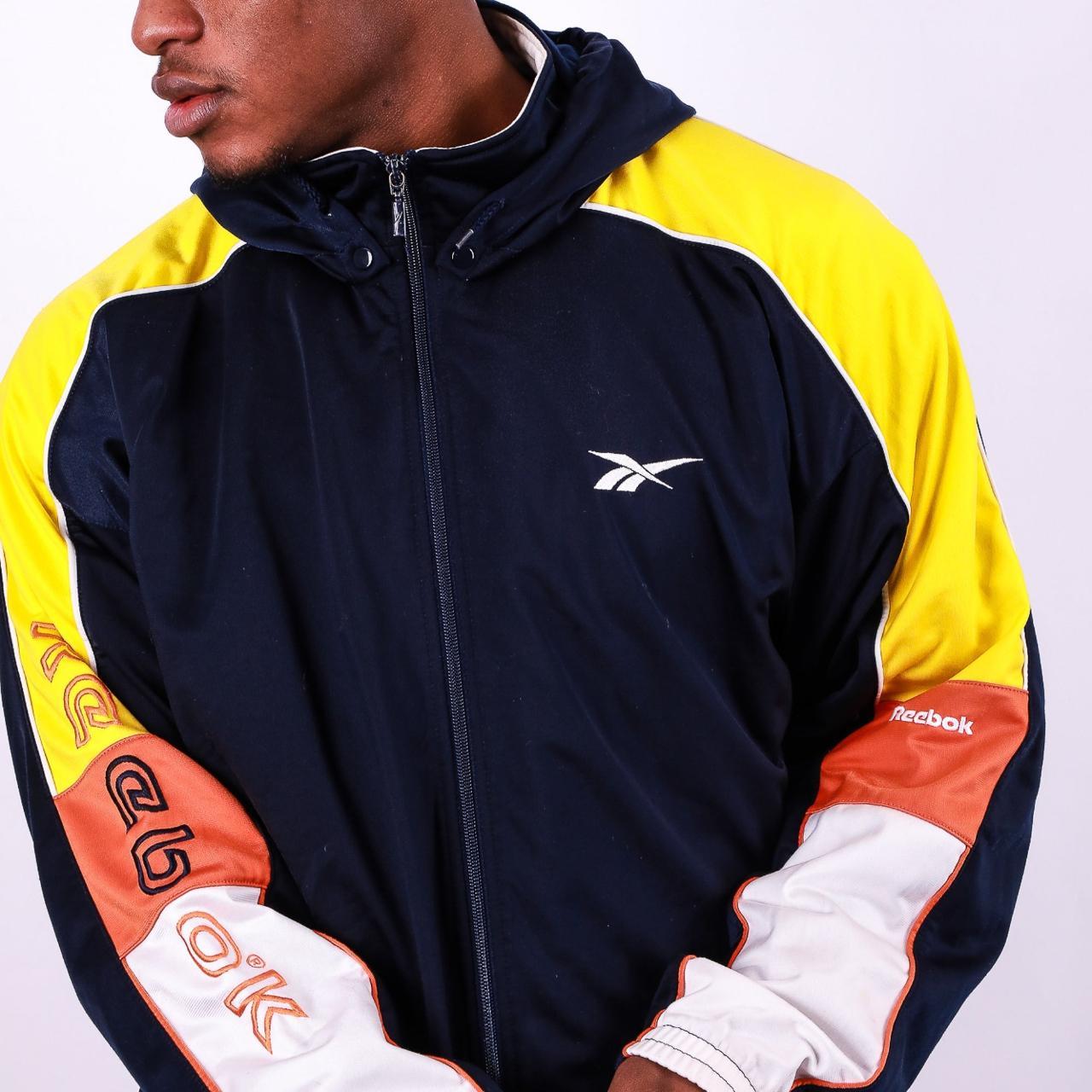 Vintage Reebok Jacket in Blue Size on Label - XL•... - Depop