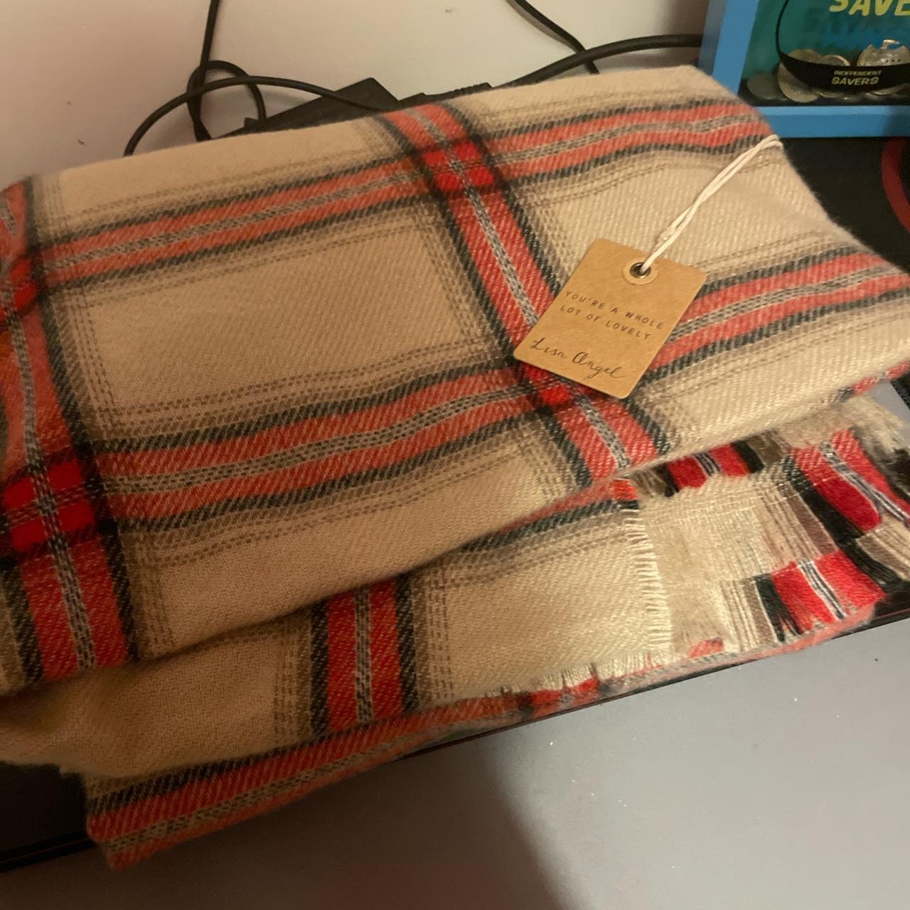 Lisa Angel red check scarf Brand new with tags -... - Depop