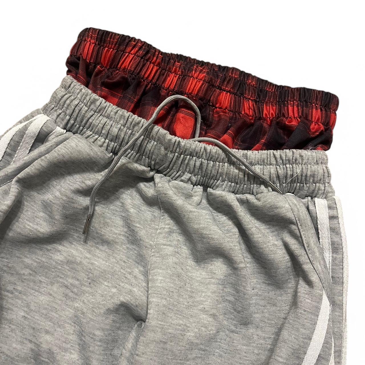 Grey baggy sweatpants with boxer and adjustable... | Depop