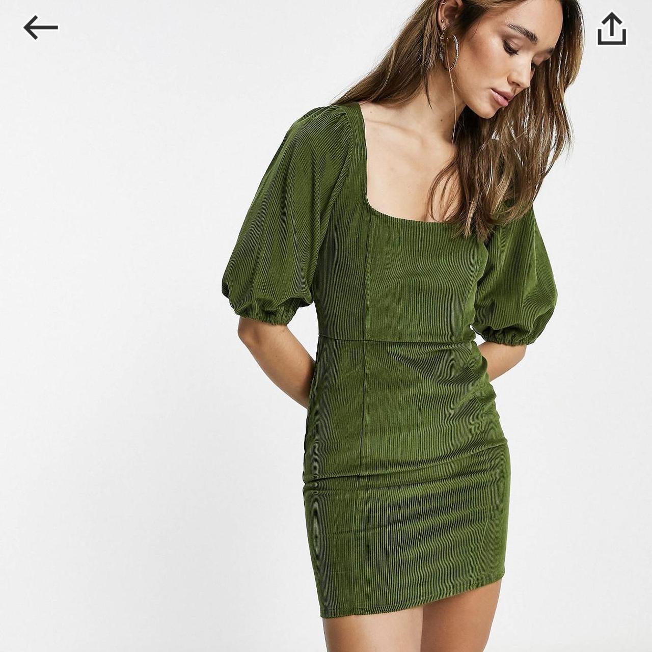 ASOS DESIGN Cord Corset Mini Dress - Green Size... - Depop