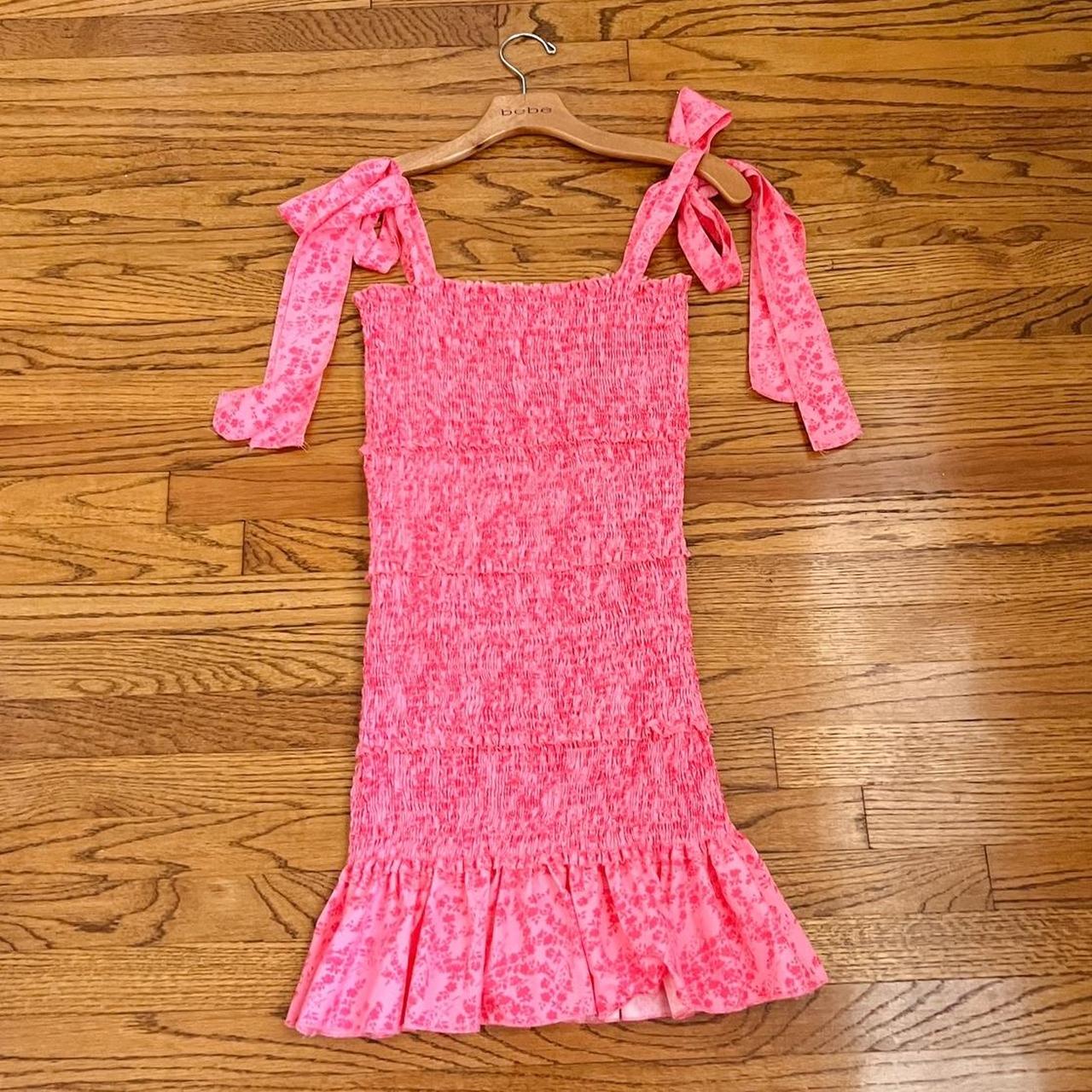 tiered pink ruched mini dress in perfect condition.... - Depop