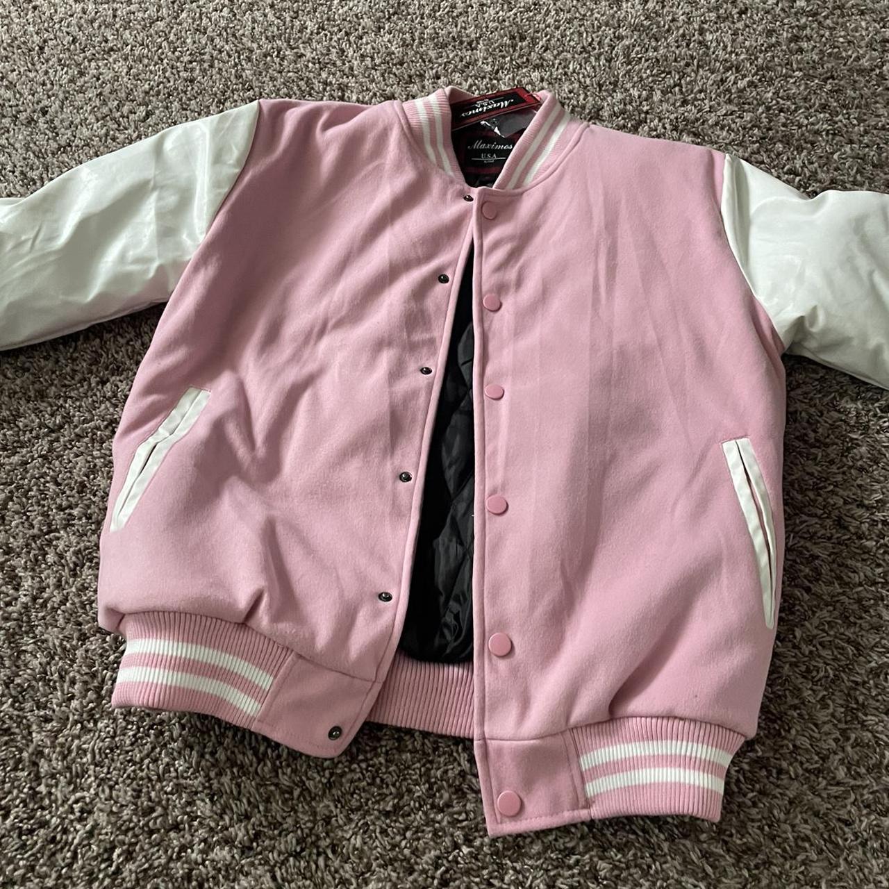 Women's Pink and White Jacket | Depop
