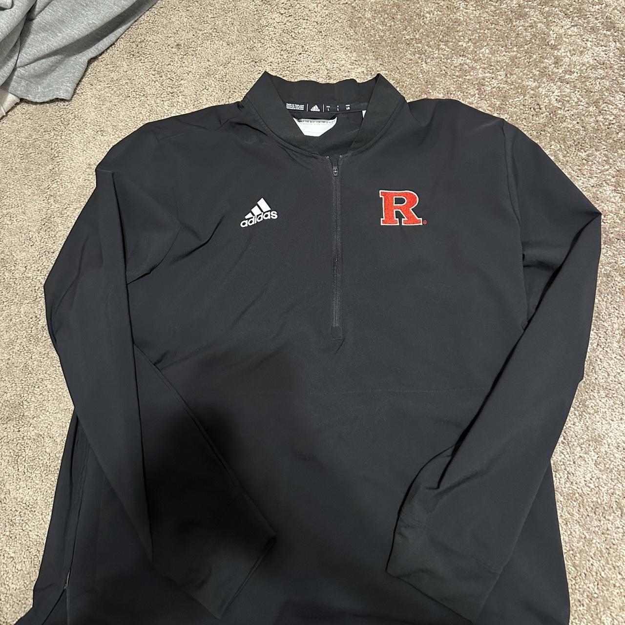 Rutgers Adidas black and red quarter zip jacket - Depop